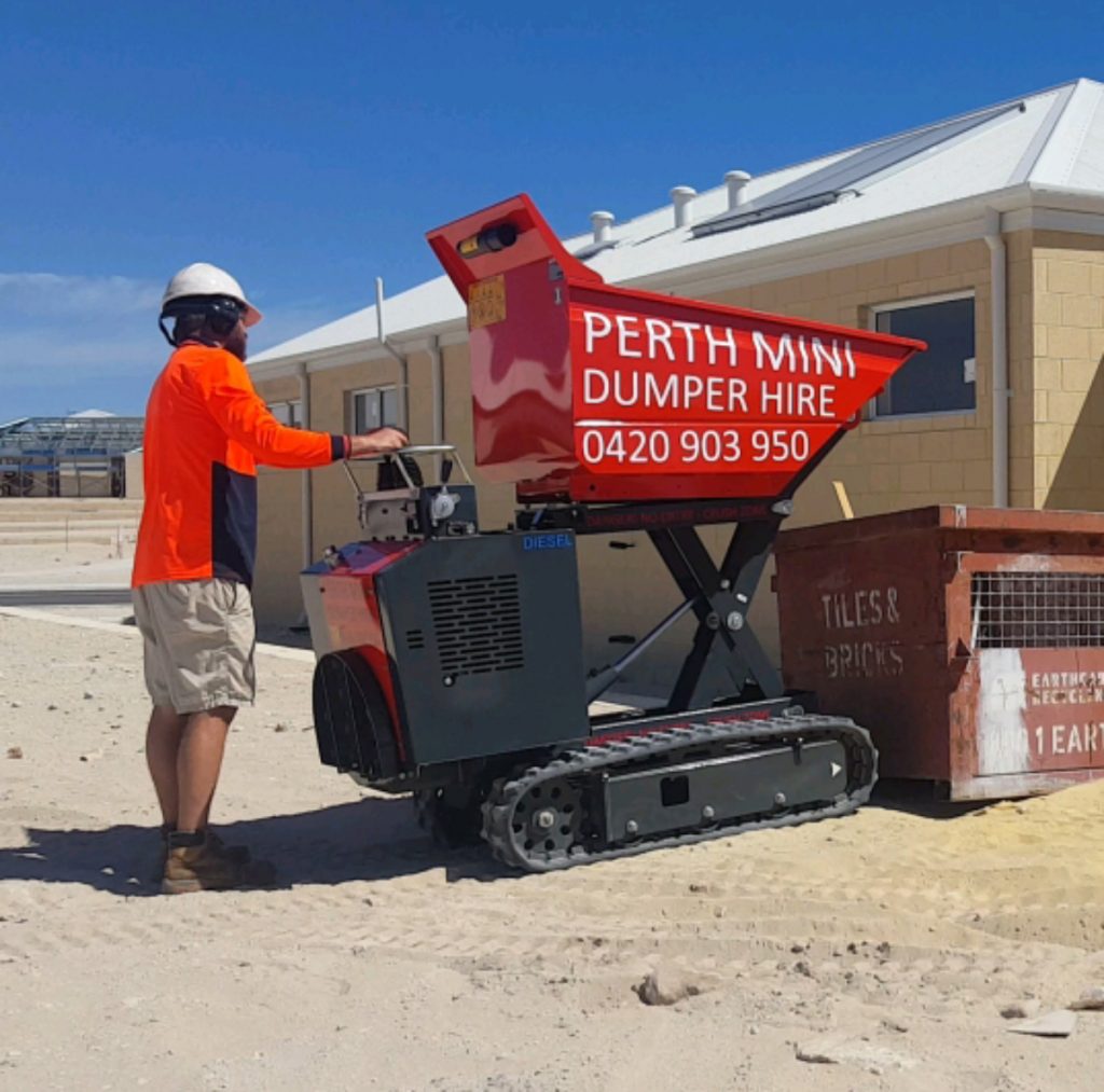 Perth Mini Dumper Hire – Diesel Mini Dumper – 750mm wide. 1.3m lift and ...